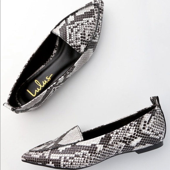 Lulus | Shoes | Lulus Emmy Natural Snake Pointed Loafers Flats Animal ...